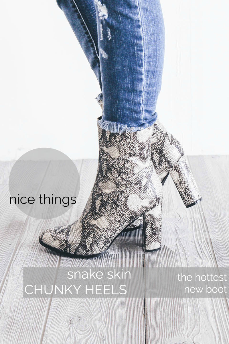 Snake Skin Chunky Heels - The Hottest New Shoe – Amazing Lace