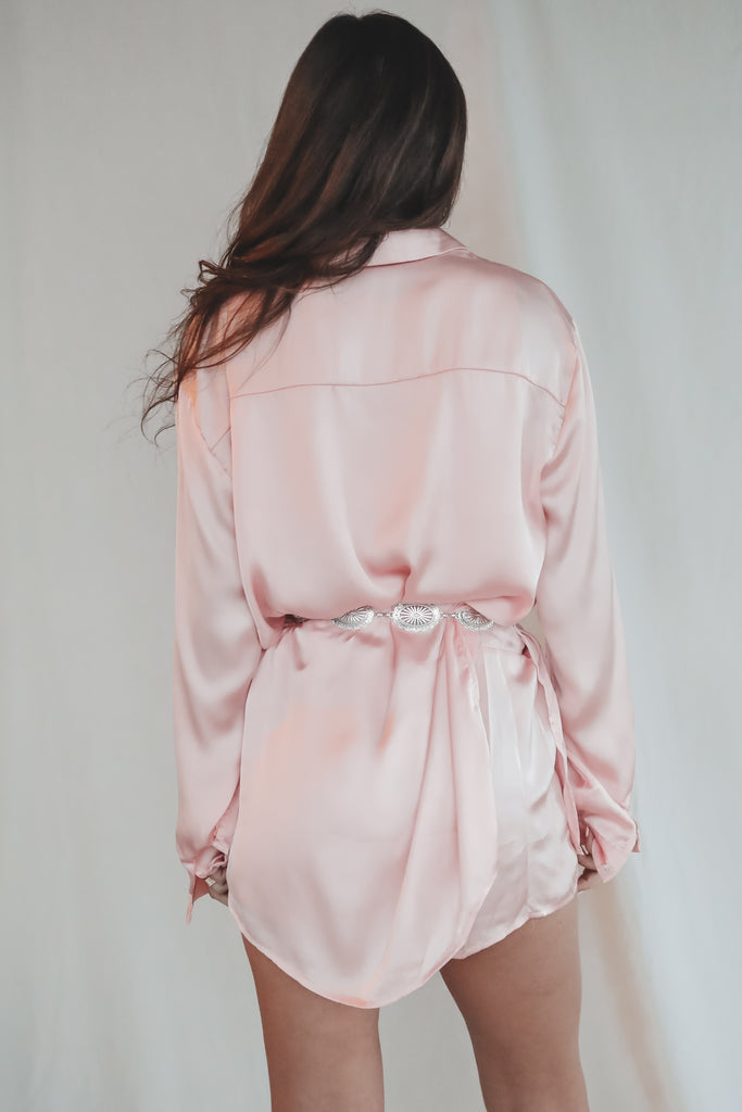 Giving Beverly Hills Satin Button Up Romper Dress – Amazing Lace