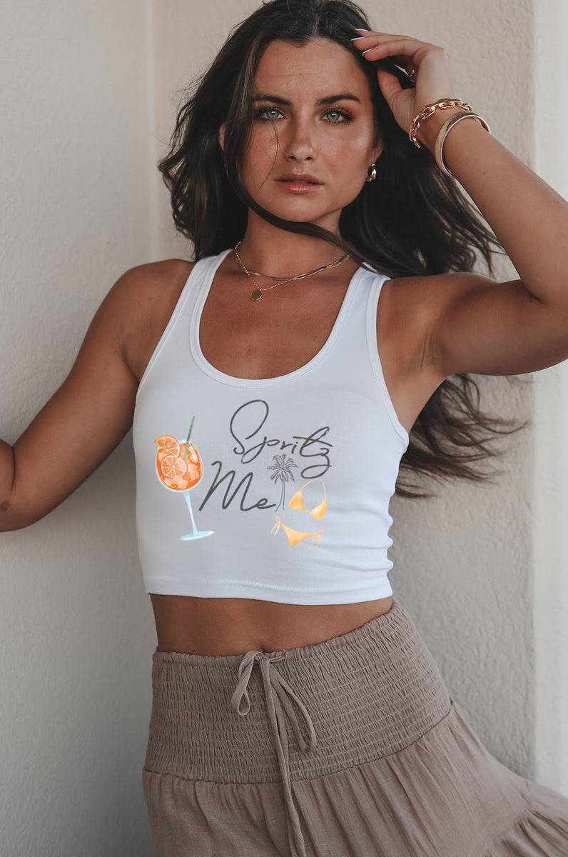 SZ LARGE DEAL Spritz Me Aperol Spritz Graphic Cropped Tank Top ...